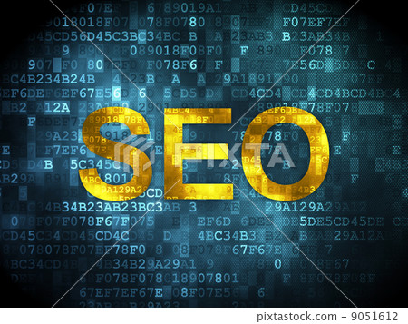 SEO web design concept: SEO on digital background - Stock Illustration ...