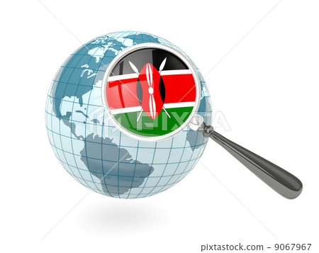 Magnified flag of kenya with blue globe - Stock Illustration [9067967 ...