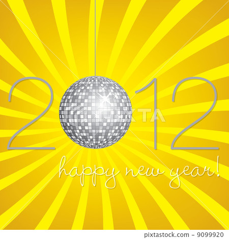Disco ball Happy New Year Card in vector format. - Stock Illustration ...