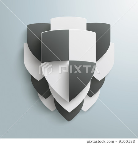Protection Shield Infographic Black Ans White... - Stock Illustration ...