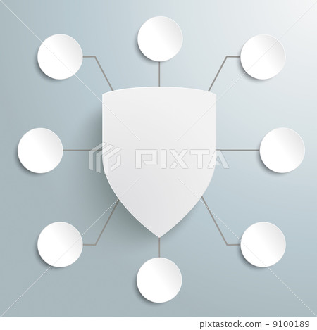 White Protection Shield Infographic Design 8... - Stock Illustration ...