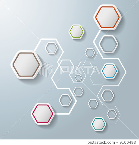 Colorful Abstract Connections Hexagons... - Stock Illustration [9100498 ...