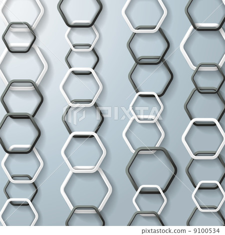 Black And White Hexagon Chains Infographic - Stock Illustration ...