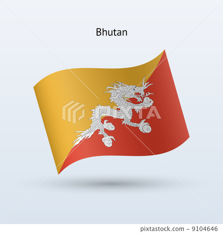 Bhutan flag waving form. Vector illustration. - Stock Illustration ...