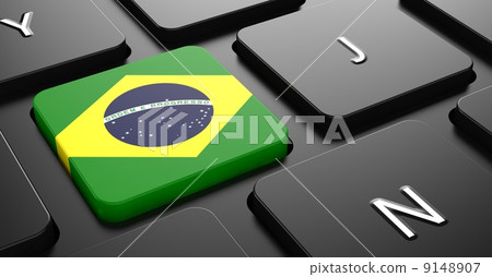 Brazil - Flag on Button of Black Keyboard. - Stock Illustration ...