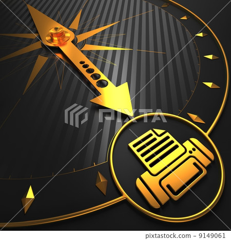 Golden Printer Icon on Black Compass. - Stock Illustration [9149061 ...