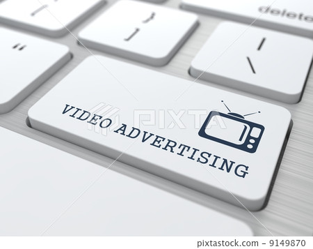 Video Advertising on White Keyboard Button. - Stock Illustration ...