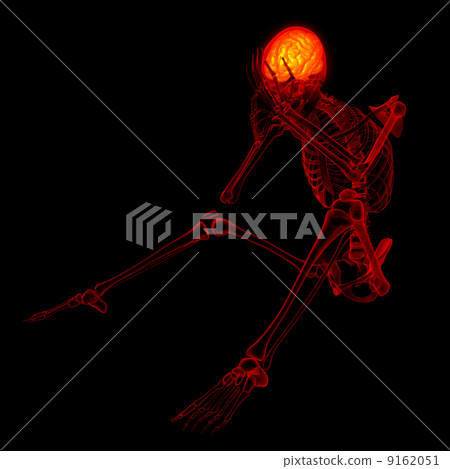 3d rendered red skeleton of a sitting - Stock Illustration [9162051 ...