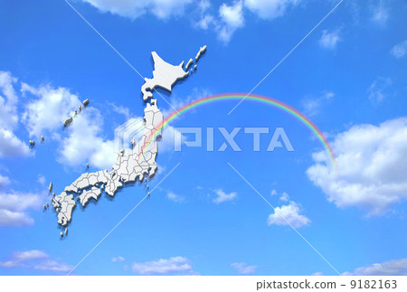 Japan map · Rainbow on white map - Stock Illustration [9182163] - PIXTA