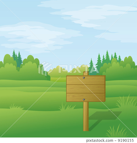 Wood sign on summer landscape - Stock Illustration [9190155] - PIXTA