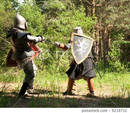 Stock Photo: knights is fighting at forest - Stock Image - Everypixel