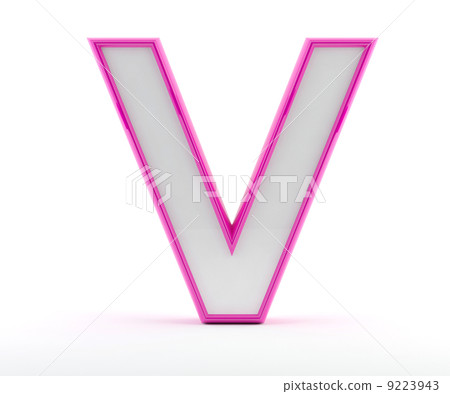 3D letter with glossy pink outline - Letter V - Stock Illustration ...