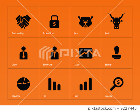 Finance icons on orange background. - Stock Illustration [9227443] - PIXTA