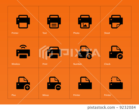 Printer icons on orange background. - Stock Illustration [9232084] - PIXTA