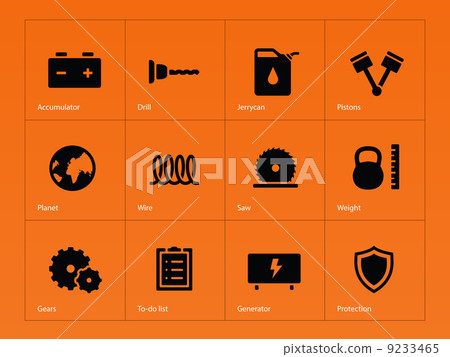 Tools icons on orange background. - Stock Illustration [9233465] - PIXTA