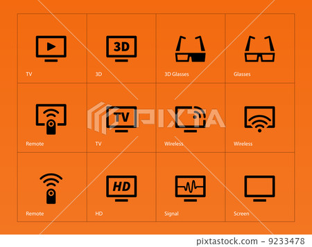 TV icons on orange background. - Stock Illustration [9233478] - PIXTA
