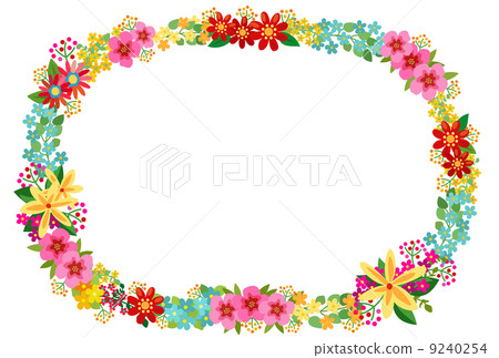 Colorful flower picture frame - Stock Illustration [9240254] - PIXTA