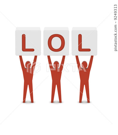 Men holding the word lol. Concept 3D illustration.-插圖素材 [9249313] - PIXTA圖庫