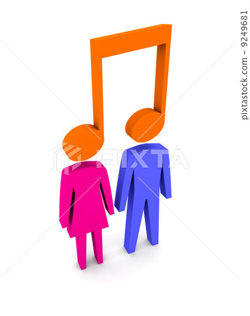 Music connecting people. Concept 3D illustration. - Stock Illustration ...