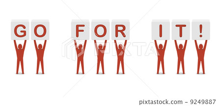Men holding the phrase go for it. Concept 3D... - Stock Illustration ...