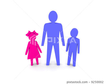 Man with children. Single-parent family.... - Stock Illustration ...