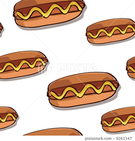 Hot dog seamless texture. Vector - Stock Illustration [9261347] - PIXTA