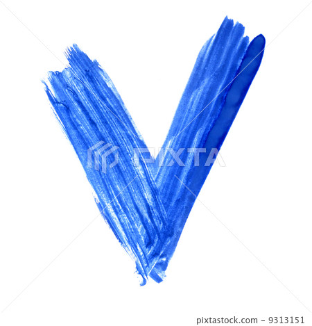 tick blue watercolor paint brush watercolour... - Stock Illustration ...