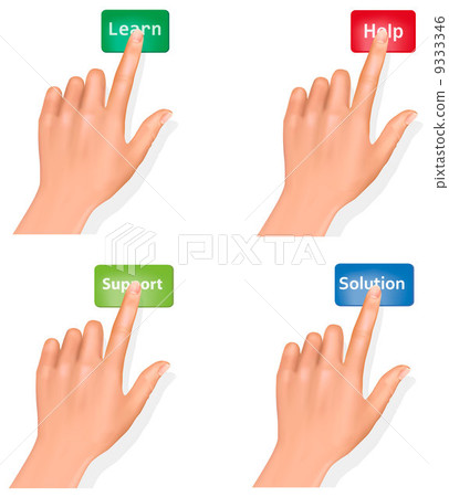 Set of hands pushing different buttons and... - Stock Illustration ...