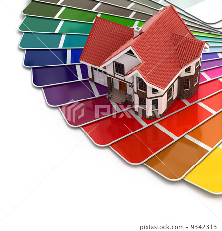 Construction concept. House and color palette. - Stock Illustration ...