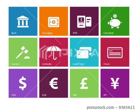 Banking icons on color background. - Stock Illustration [9365621] - PIXTA