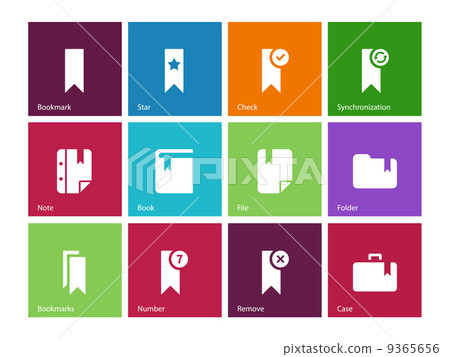 Bookmark, tag, favorite icons on color background. - Stock Illustration ...