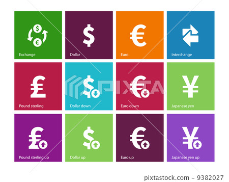 Exchange Rate icons on color background. - Stock Illustration [9382027 ...
