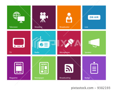 Media icons on color background. - Stock Illustration [9382193] - PIXTA