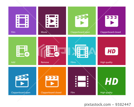 Video icons on color background. - Stock Illustration [9382447] - PIXTA