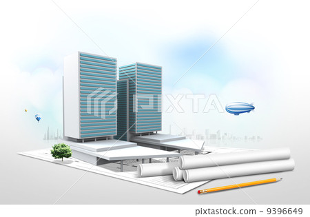 building, buildings, drawing paper - Stock Illustration [9396649] - PIXTA