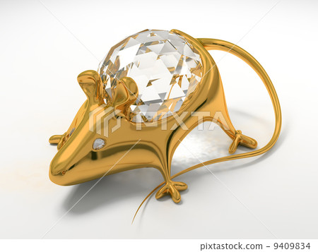 Gold jewelry decoration mouse with diamond saphire - Stock Illustration ...