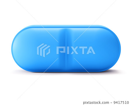 Single blue pill on white - Stock Illustration [9417510] - PIXTA