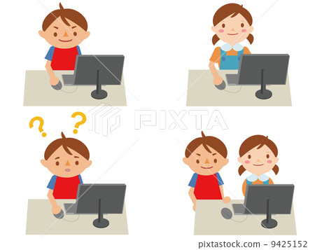 Children using computer - Stock Illustration [9425152] - PIXTA