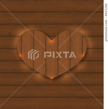 Heart for Valentine Day on wooden texture - Stock Illustration [9425200 ...