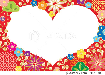 Japanese Pattern Heart Frame - Stock Illustration [9449886] - PIXTA