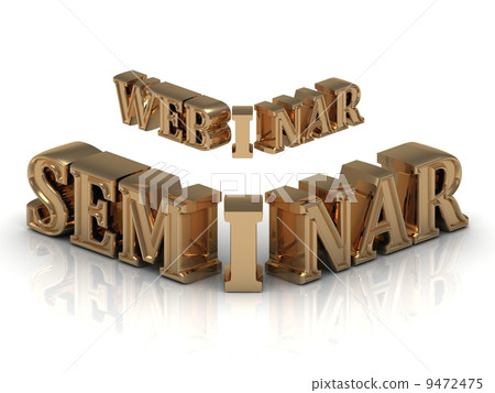 Seminar and Webinar Inscription golden letter - Stock Illustration ...