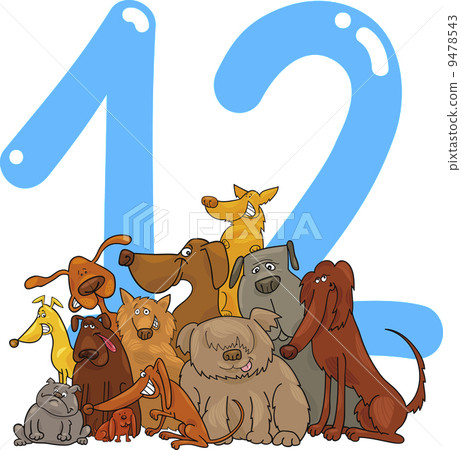 number twelve and 12 dogs - Stock Illustration [9478543] - PIXTA
