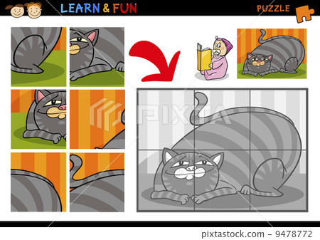 Cartoon cat puzzle game - Stock Illustration [9478772] - PIXTA