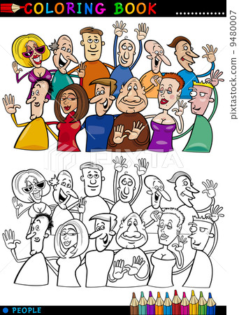 Happy People group for coloring - Stock Illustration [9480007] - PIXTA