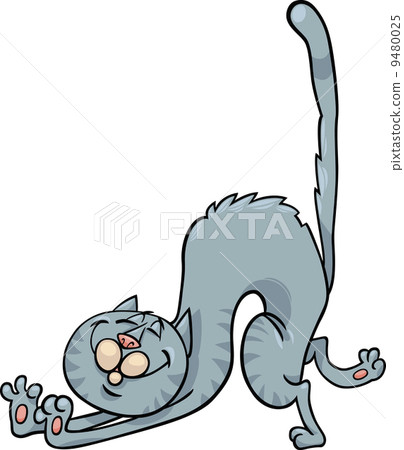 stretching cat cartoon - Stock Illustration [9480025] - PIXTA