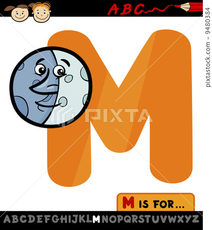 letter m with moon cartoon illustration - Stock Illustration [9480384 ...
