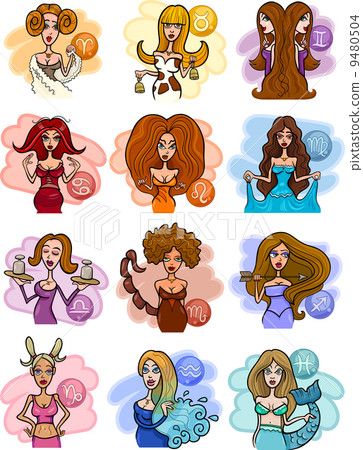horoscope zodiac signs with women - Stock Illustration [9480504] - PIXTA