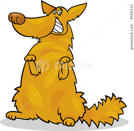 happy yellow shaggy standing dog - Stock Illustration [9480531] - PIXTA