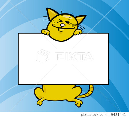 cartoon cat with board or card - Stock Illustration [9481441] - PIXTA