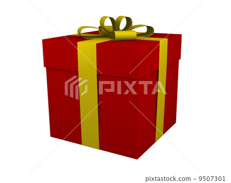 red gift box with yellow ribbon isolated on white - Stock Illustration ...